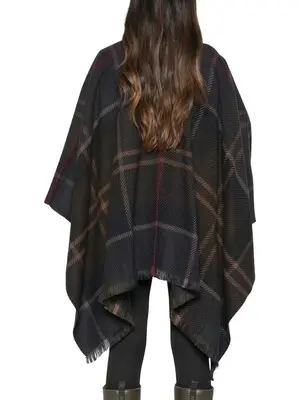 Barbour Check-pattern Fringed Cape