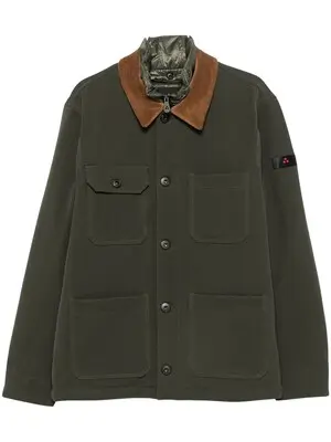 Peuterey Coat With Corduroy Collar And Patch Pockets - Green