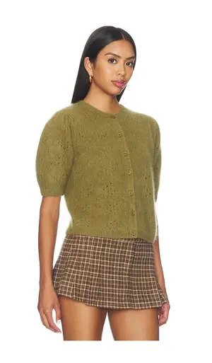 FRAME The Cashmere Airy Cardigen In Olive