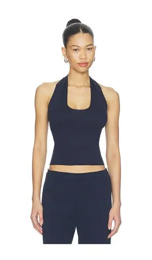 VIR VITA Pointelle Halter In Navy - Midnight