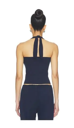 VIR VITA Pointelle Halter In Navy