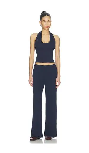 VIR VITA Pointelle Halter In Navy