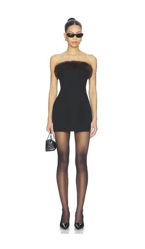 MIMCHIK Faux Fur Trimmed Gumdrop Dress - Black