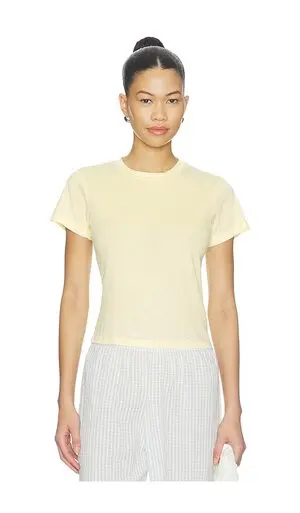 Daydreamer Solid Burnout Vintage Tee In Yellow - Lemon