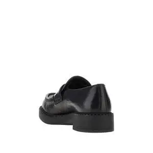 Prada Hammered Leather Triangle Logo Loafers