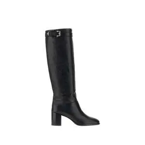 Prada Leather Boots With Triangle Logo - Black