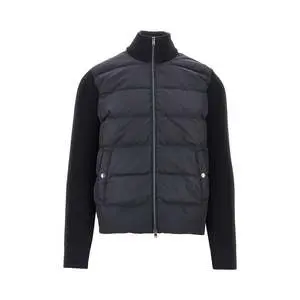 Herno Padded Nylon And Wool Cardigan - Blue