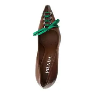Prada Leather Lace Up Pumps - Brown