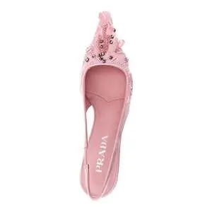 Prada Embroidered Slingback Pumps - Pink