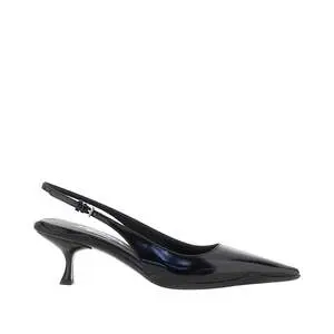 Prada Spazzolato Leather Re-edition Slingback Pumps - Black