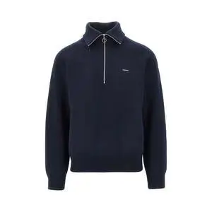 Prada Wool And Cashmere Half-zip Sweater - Blue