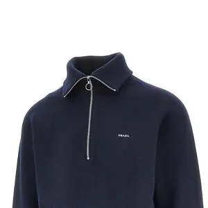 Prada Wool And Cashmere Half-zip Sweater