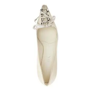 Prada Old-effect Leather Laced Pumps - White