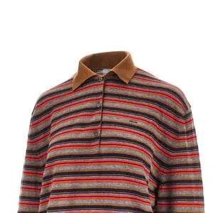 Prada Striped Cashmere Polo Shirt