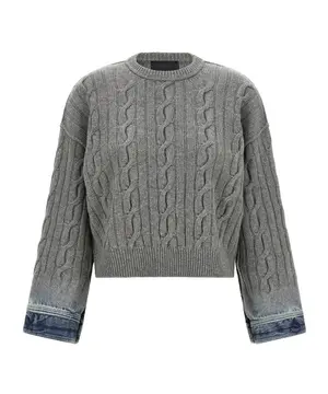 HAIKURE Cropped Knit Sweater - Grey