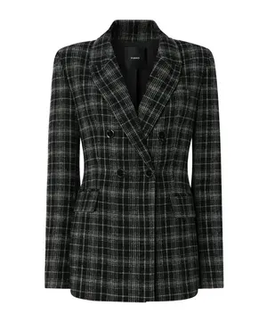 Pinko Double-breasted Check Jacket - Black