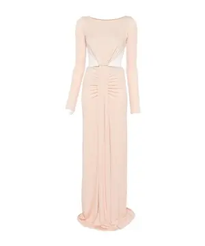 Elisabetta Franchi Cut-out Ruched Maxi Dress - Nude
