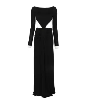 Elisabetta Franchi Cut-out Ruched-detail Maxi Dress - Black