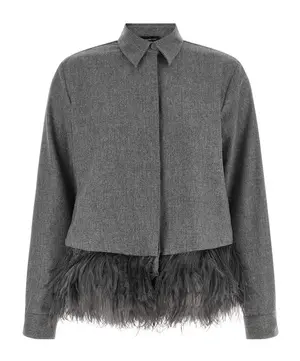 Fabiana Filippi Feather-trimmed Shirt - Grey