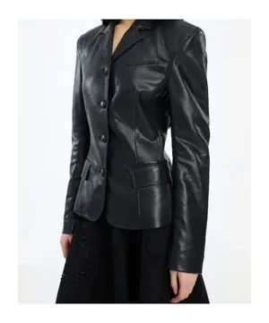 ROTATE BY BIRGER CHRISTENSEN Fitted Leather Blazer