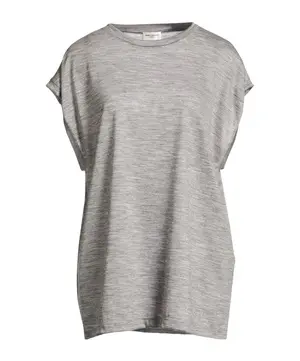 Saint Laurent Solid Color Oversize T-shirts - Grey