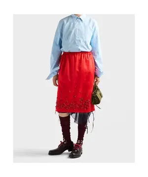 Prada Satin Skirt With Embroidery