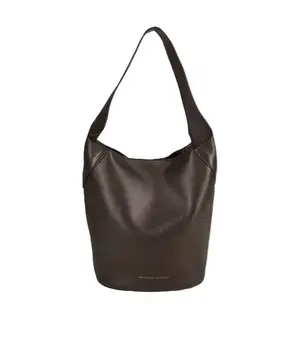 Brunello Cucinelli Large Solidcolor Leather Bucket Bag - Brown