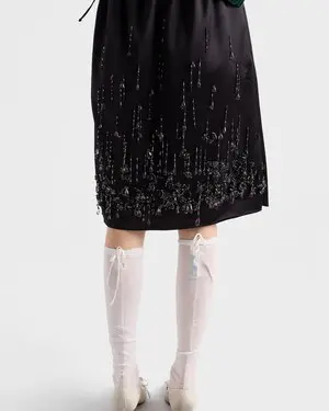 Prada Satin Skirt With Embroidery