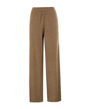 Fabiana Filippi Sequin-knit Casual Trousers - Brown