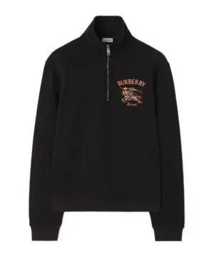 Burberry Knight Check Cotton Half-zip Sweatshirt - Black