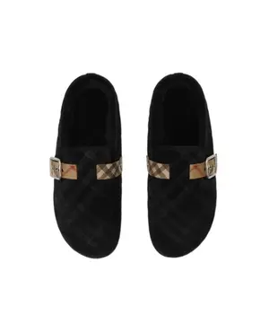 Burberry Check Shearling Urchin Clogs