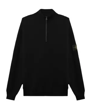 Stone Island Regular-fit Half-zip Jumper - Black