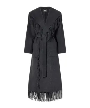 Simkhai Fringed Wool-blend Coat - Black