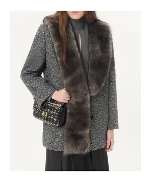 Valentino Garavani Long-sleeved Coat With Fur Collar