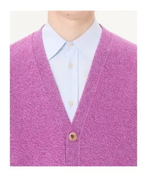 Valentino Garavani Mouliné Wool Cardigan With Embroidered Butterfly Patch