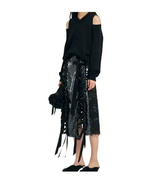 Simone Rocha Embellished Relaxed Cashmere Slash V-neck Jumper