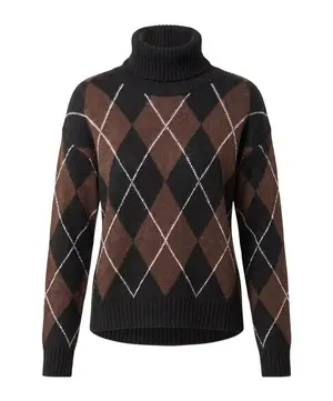 ANIYE BY Argyle Turtleneck Sweater - Black