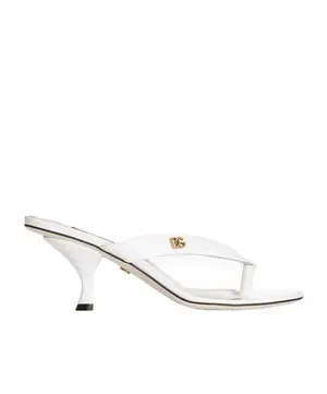 Dolce & Gabbana Patent Leather Thong Sandals - White