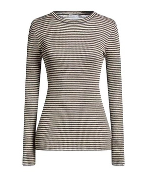 Brunello Cucinelli Striped Metallic Knit Sweater - Grey