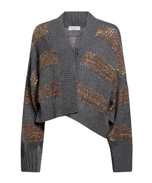 Brunello Cucinelli Striped Knit Sweater - Grey