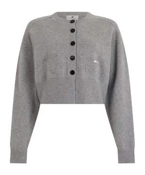 Elisabetta Franchi Button-front Long-sleeve Knit Top - Grey