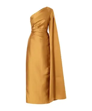 Solace One-shoulder Twill Gown - Brown