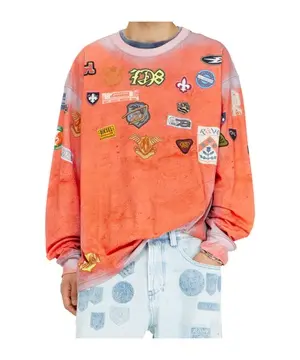 DIESEL® Long-sleeve T-shirt With All-over Patches Print