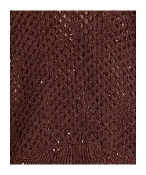 Brunello Cucinelli Solidcolor Vneck Knit Shortsleeve Top