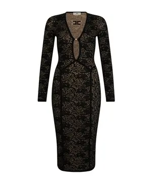 Elisabetta Franchi Lace Cut-out Midi Dress