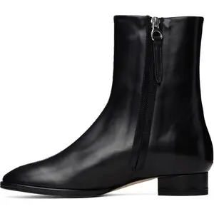 AeydĒ Solid Leather Ankle Boots - Black