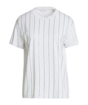 Brunello Cucinelli Striped Shortsleeve Tshirt - Grey