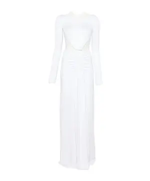 Elisabetta Franchi Cut-out Ruched Maxi Dress - White