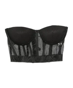 Elisabetta Franchi Mesh-panelled Corset-style Top - Black