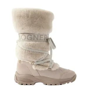 Bogner Shearling And Suede Ankle Boots - Nude